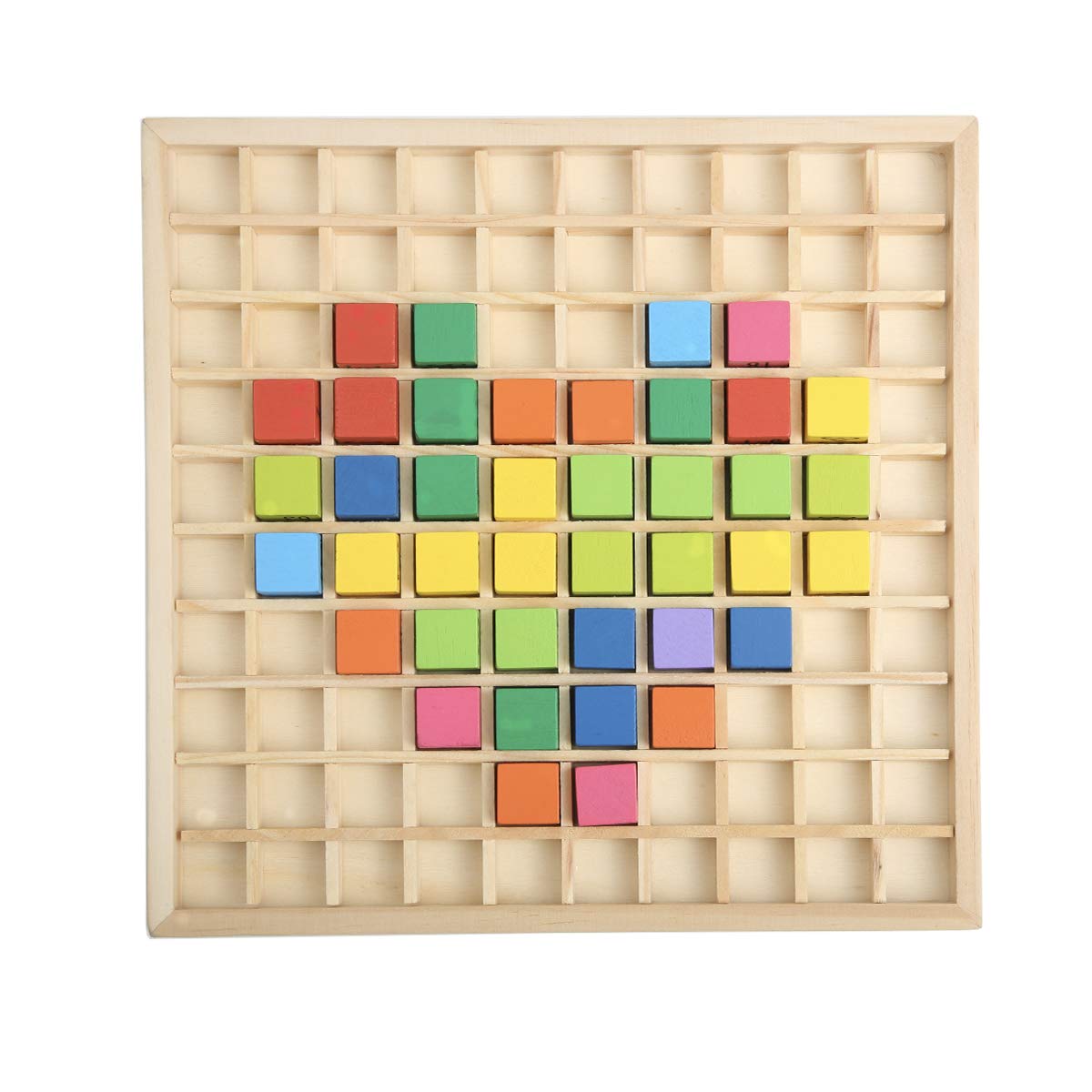 ROBUD Wooden Multiplication & Math Table Board Game, Kids Montessori Preschool Learning Toys Gift for Toddlers Aged 3 Years Old and Up - 100 Counting Wooden Building Blocks