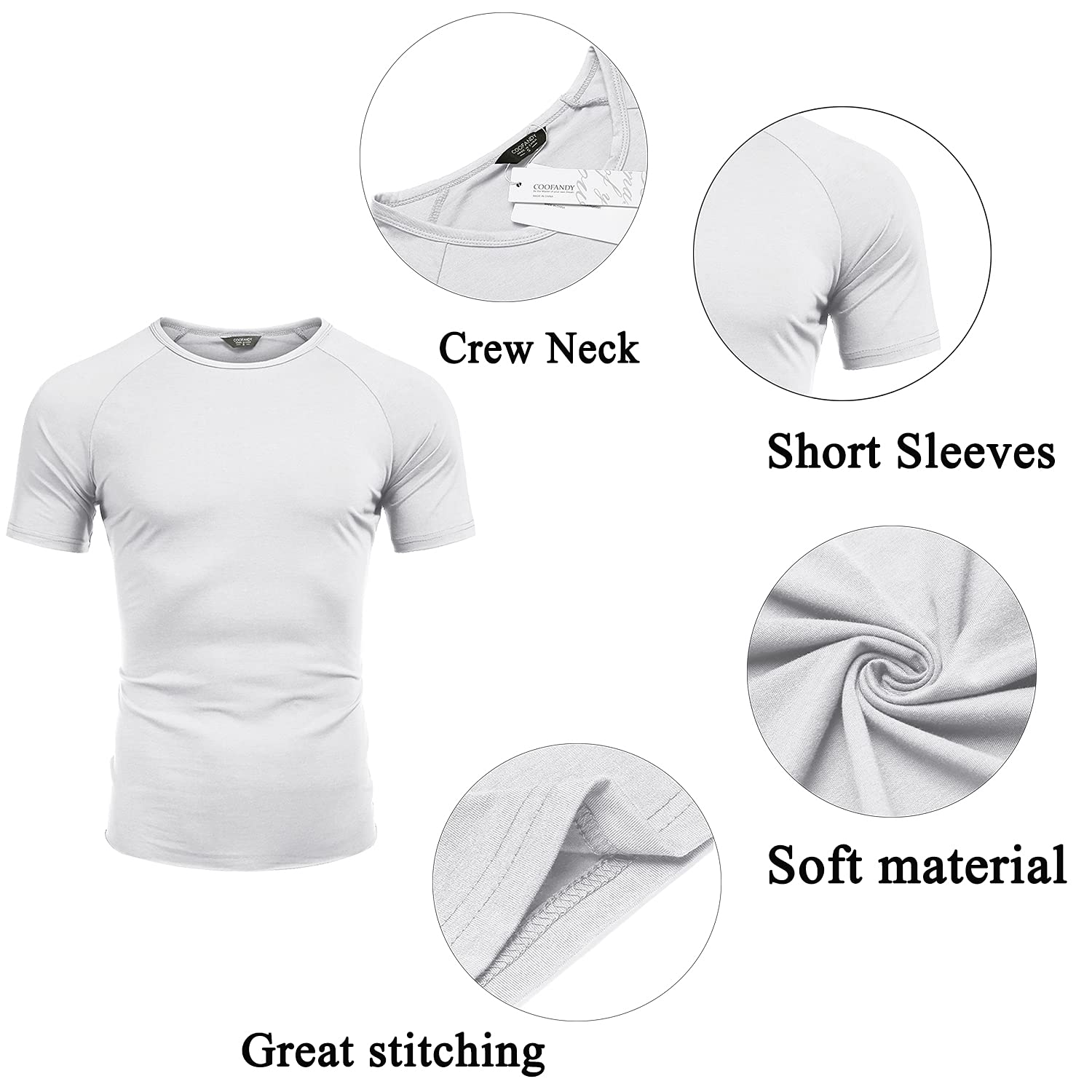 COOFANDY Men's 3 Pack Workout T Shirts Short Sleeve Gym Bodybuilding Muscle Shirts Base Layer Fitness Tee Tops