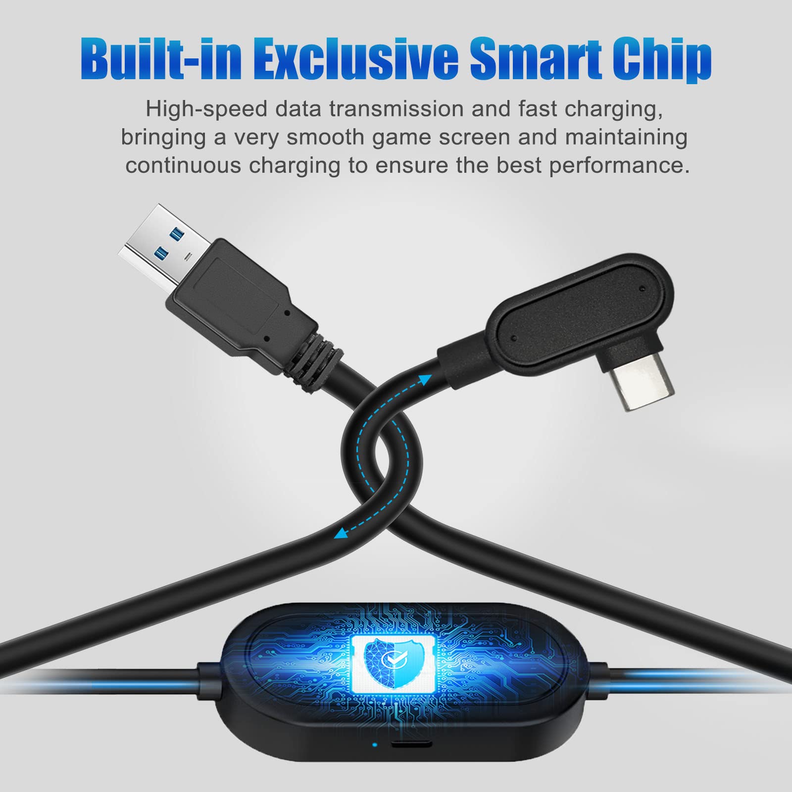 Esimen (Upgraded 16FT Link Cable Compatible for Oculus Quest 2/Meta Quest Pro with Extra Charging Port, Separate Charging Port for Intensifier, 5V 2A USB 3.2 Fast Charing Cable Accessories (Black)