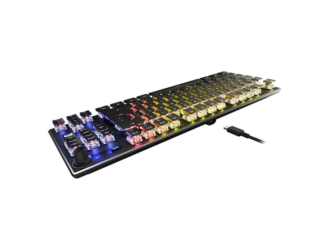 ROCCAT Vulcan TKL Linear PC Gaming Keyboard, Titan Switch Mechanical with Per Key AIMO RGB Lighting, Tenkeyless, Compact Design, Anodized Aluminum Top Plate, Detachable USB-C Cable, Black