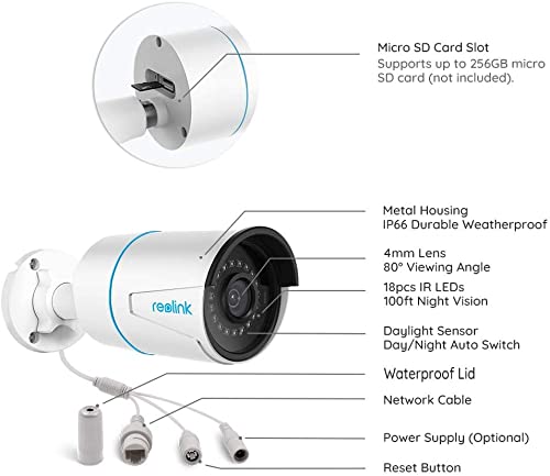 Reolink 5MP PoE Security Camera System Bundle, 16pcs 5MP Smart Human/Vehicle Detection PoE Cameras, a 16CH NVR Pre-Installed with 4TB HDD(Include 8 x 18M Cat5 Cable)