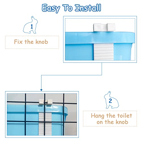 PINVNBY Extra Large Rabbit Litter Box Small Animal Potty Trainer Huge Bunny Litter Pan Plastic Pet Corner Toilet with Mash for Adult Guinea Pigs Chinchillas Ferrets (Blue)