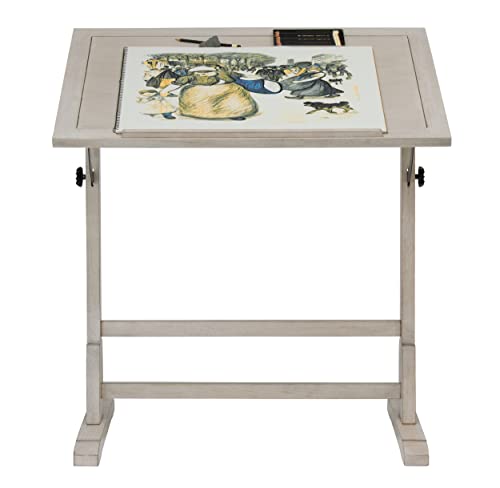 SD STUDIO DESIGNS Vintage Solid Wood Drawing/Drafting Table with 36" x 24" Angle Adjustable Top, 36", Coastal Whitewash