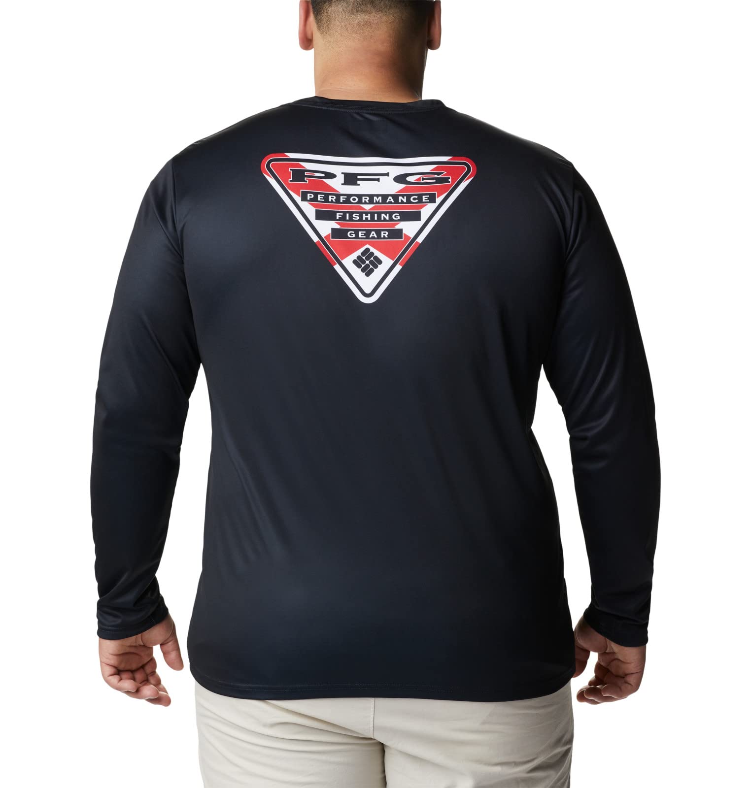Columbia Men's Terminal Tackle PFG State Triangle Long Sleeve, Vivid Blue/Ma Flag, Small