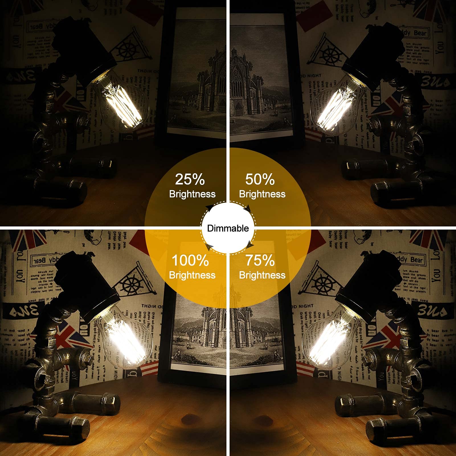 CRLight Smooth Dimming Version, 5W A19 / A60 LED Edison Bulb 3000K Soft White, Dimmable 50W Equivalent 500LM, E26 Medium Base Antique Style Clear Glass Lengthened Filament LED Light Bulbs, 6 Pack