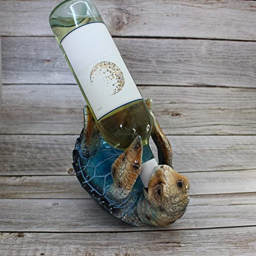 Sea Turtle Bottle Holder Turtle Figurine Natural Color Turtle Wine Bottle Holder, Blue