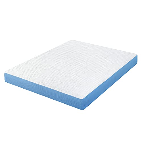 Oleesleep 6 Inch Ventilated Gel Infused Memory Foam Mattress, CertiPUR-US Certified, Blue,Twin