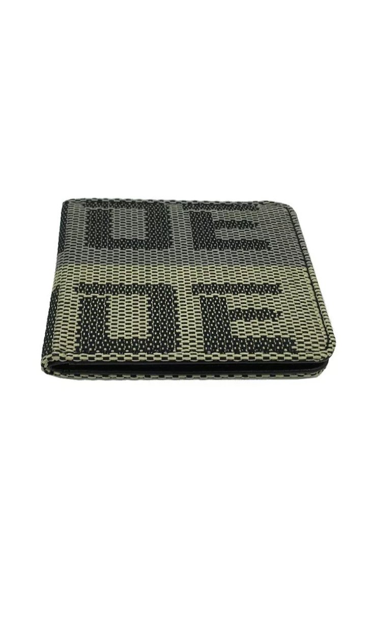 Racing wallet with bride fabric leather Grey Brown_AB
