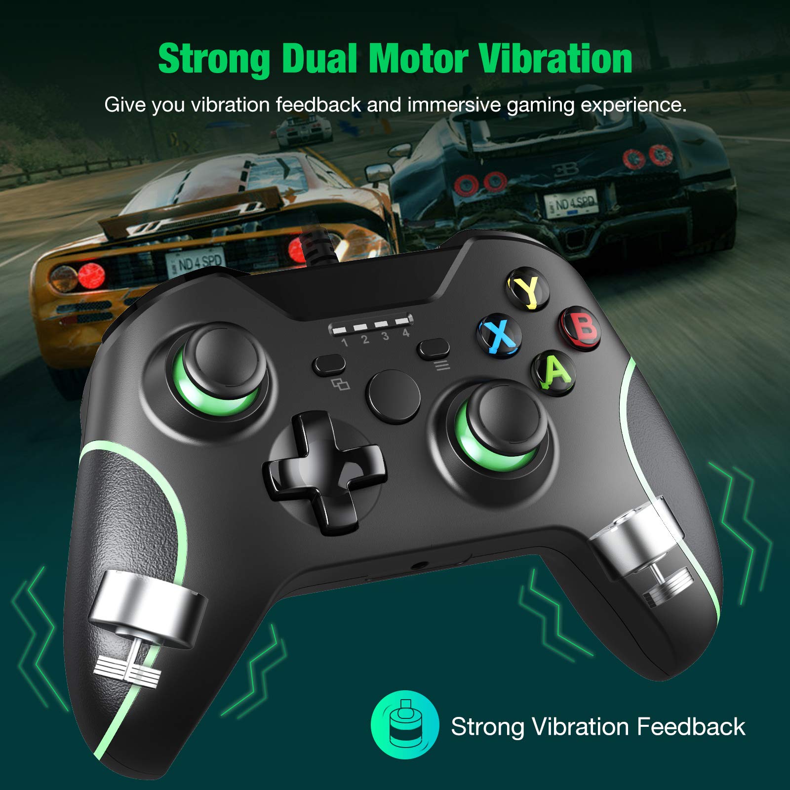 Controller for Xbox One, Wired Controller for Xbox One Gaming Controller USB Gamepad Joypad Remote with Dual Vibration Headset Jack for Xbox One/S/X/Steam/PC Windows 7/8/10 (Black)