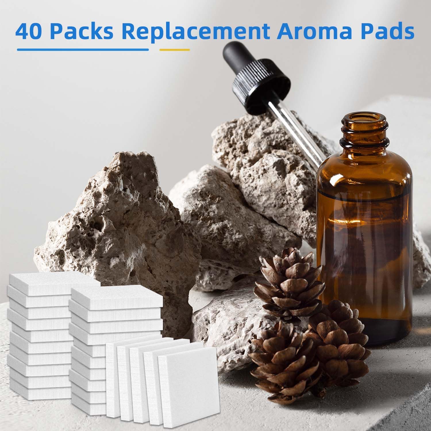 HIHEPA 40 Pack Mini Diffuser Refill Pads, Aroma Pads Replacement Compatible with Aroeve MK01 Air Purifier,Essential Oil Pads Replacement for Aroeve Air Purifier MK01