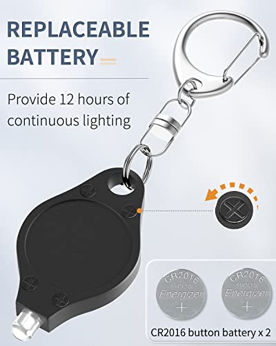 Uniclife 5 Pack Mini LED Keychain Flashlight 12 Lumen Portable Ultra Bright Battery Powered Black Torch with Spring Carabiner for Outdoor Camping Hiking and Emergency Lighting (Batteries Included)