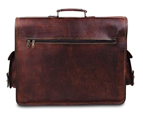 HULSH Vintage Leather Laptop Bag for Men Full Grain Large Leather Messenger bag for men 18 inches with rustic look Best leather briefcase