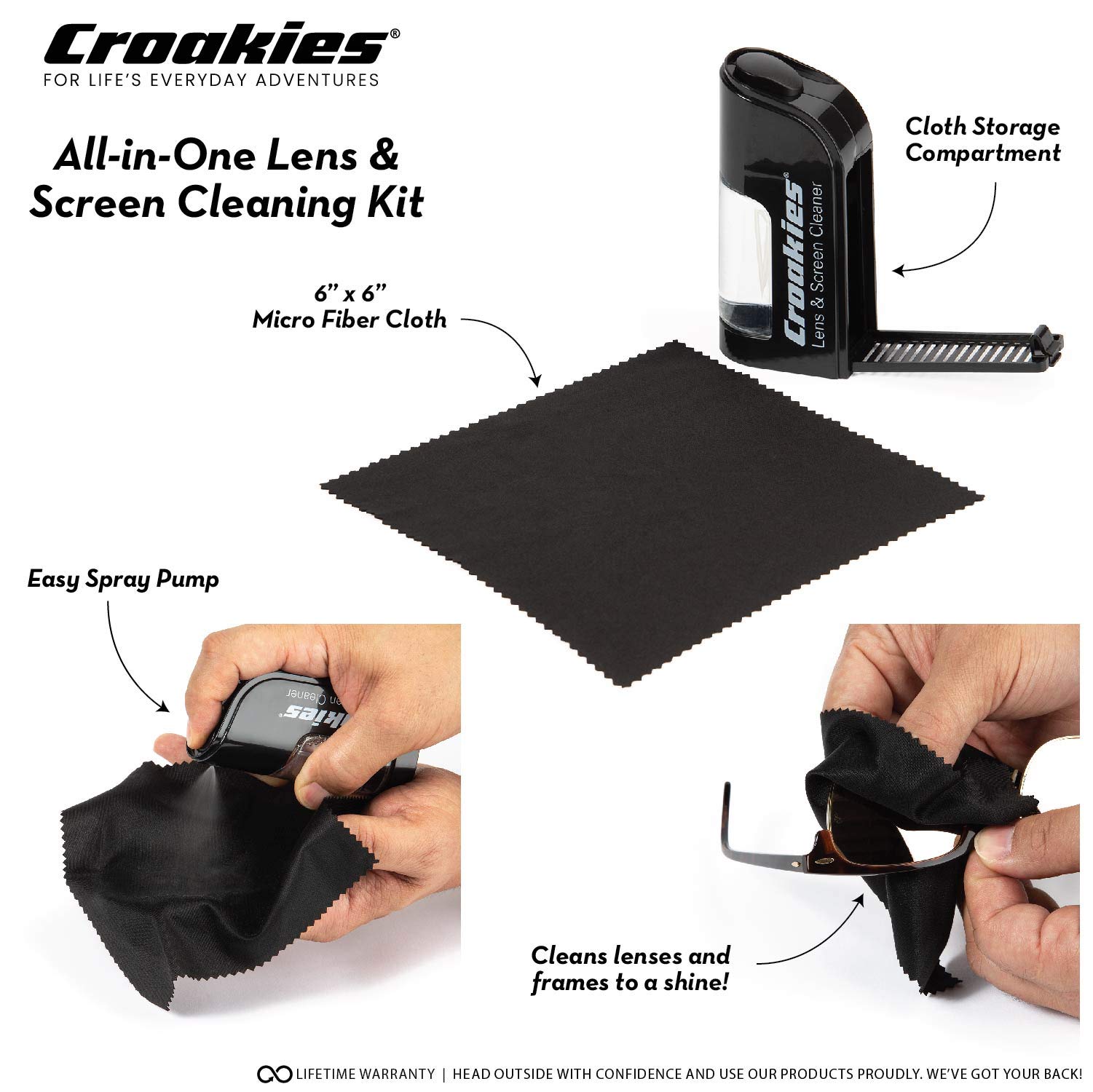 Croakies Lycra Suiters Floater Glasses Strap and Glasses Cleaner Kit, Red Two-Pack