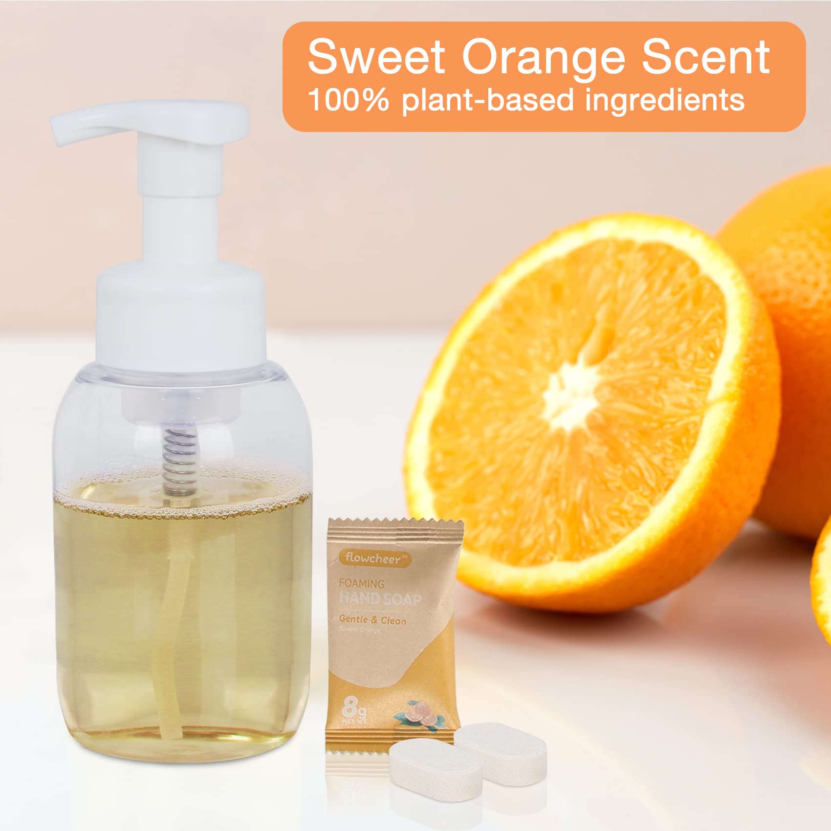Foaming Hand Soap Tablet Refills-12 pack Makes 96 fl oz (12 x 8 fl oz Bottles)-Orange Fragrance Soap Refills Tablets for Using With Foaming Hand Soap Dispenser(Not Included) Only