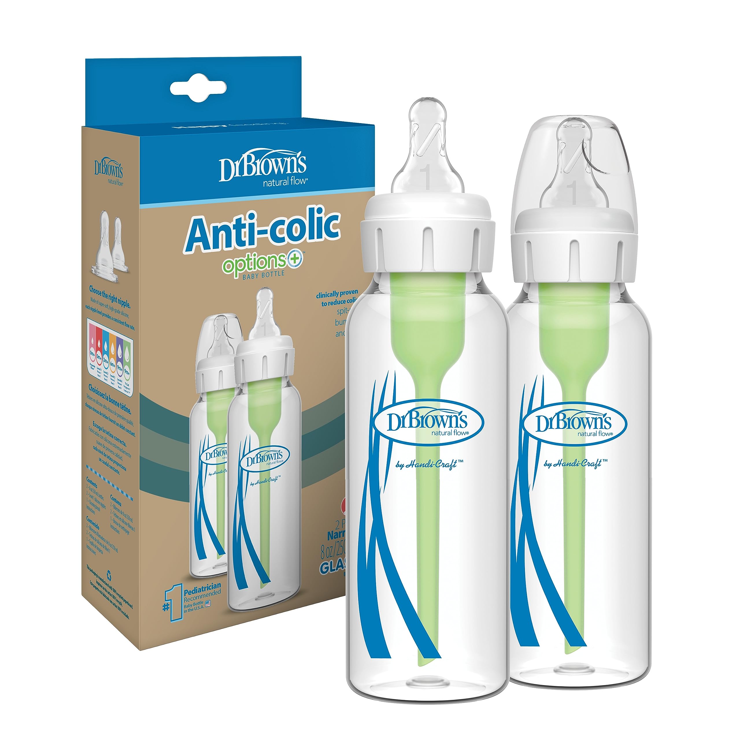Dr. Brown's Natural Flow Options+ Glass Baby Bottles Bundle (2-Pack)