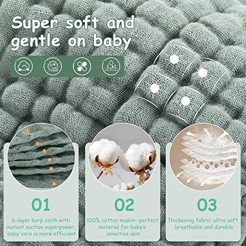 Looxii 12 Pack Baby Burp Cloths 100% Cotton Muslin Burp Cloths 20x10β Soft Absorbent Bamboo Baby Washcloths 12βx12β