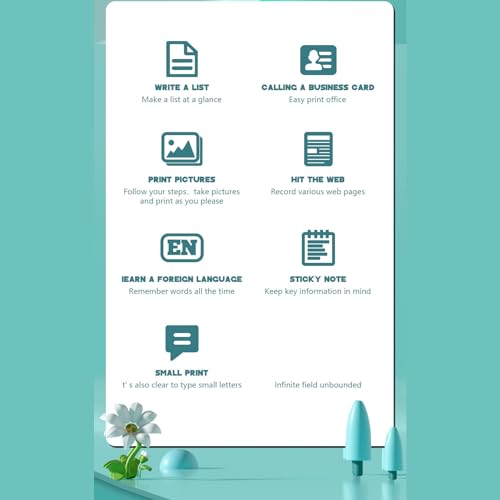KIMISS Mini Pocket Printer Portable Thermal Printer with Printing Paper for Photos, Journals and Learning Materials | High-Efficiency Study Aid | Portable Office (Blue)