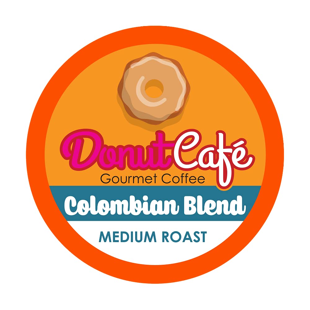 Donut Café - Coffee Gourmet Pods, Colombian Blend, Medium Roast – Non-GMO, Gluten Free – Compatible with Keurig K Cup Brewers – Smooth & Delicious – 80 Count