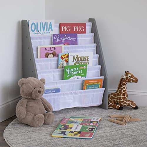 Humble Crew Kids Super Sized Bookshelf 6 Tier Book Rack Organizer, Grey/White