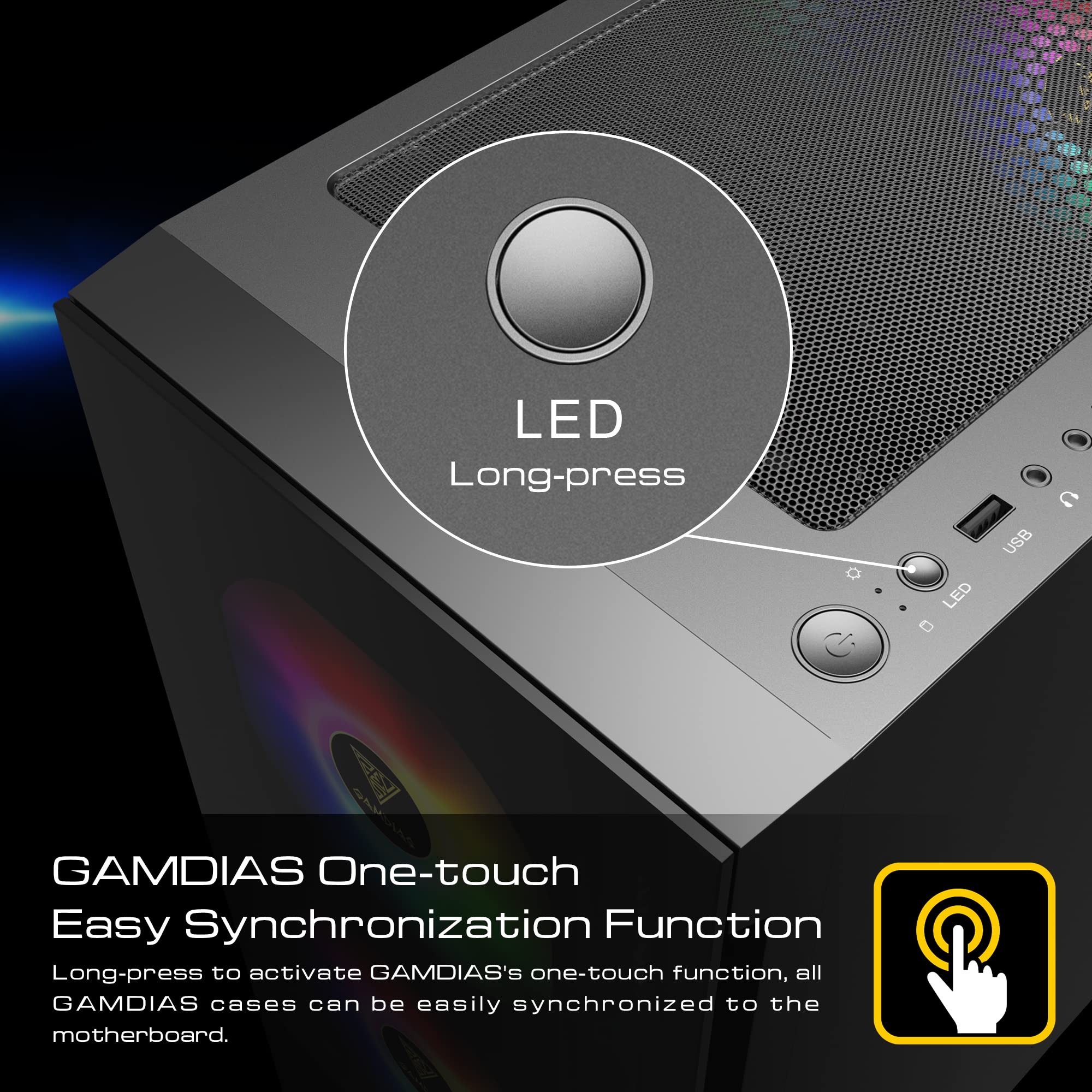 Gamdias RGB Gaming ATX Mid Tower Computer PC Case with Side Tempered Glass Panel and a Magnetic Dust Filter & 3 Built-in 120mm ARGB Fans