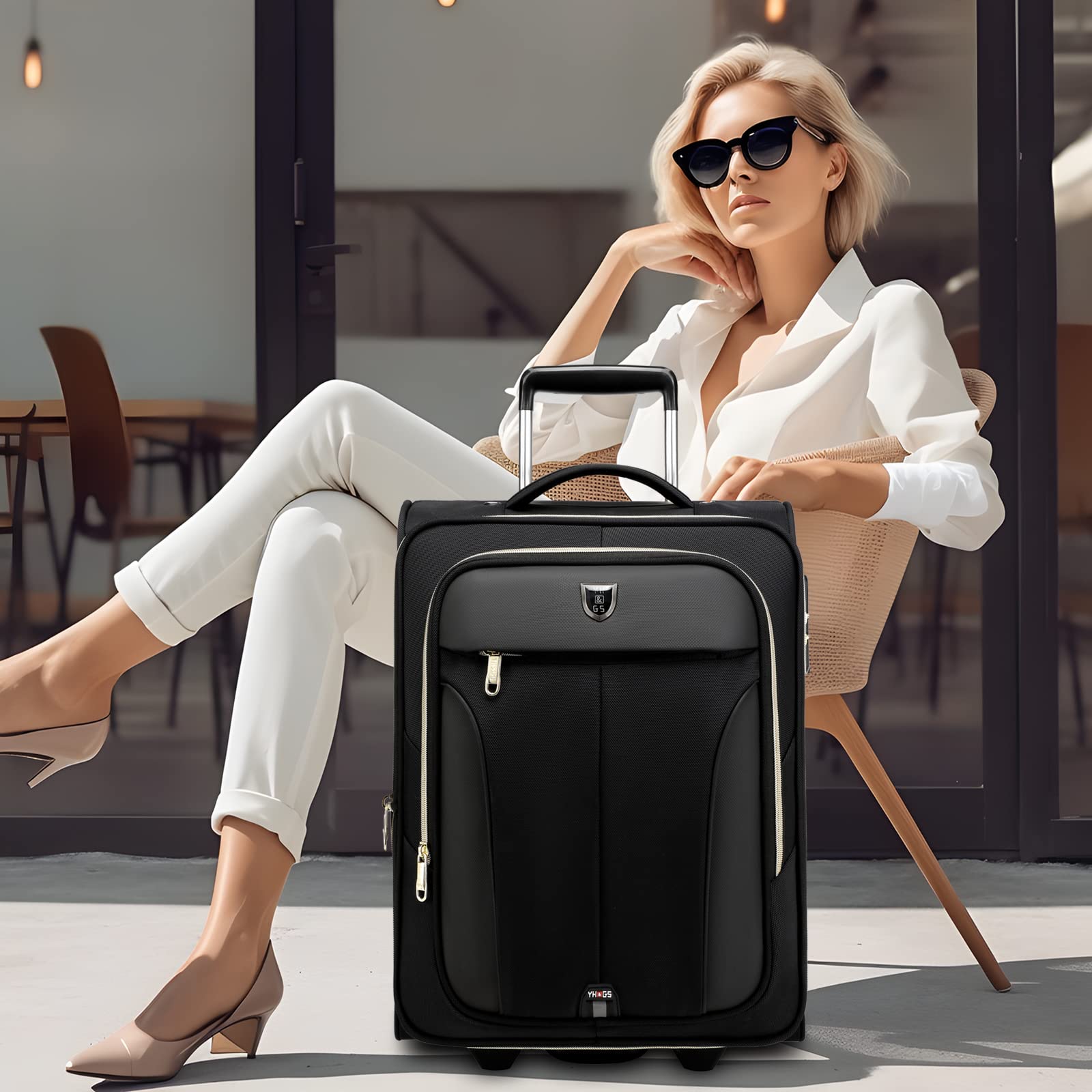 Carry On Luggage 20-Inch Suitcases with Wheels Luggage Sets 2Piece Suitcase Set Expandable with TSA Lock Airline Approved Rolling Lightweight Suitcases for Women Men, Black
