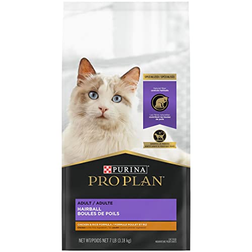 Purina Pro Plan Adult Hairball Control Cat Food Chicken and Rice Formula - 7 Pound (Pack of 1)