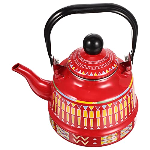 Kichvoe Teapot Tea Kettle Enamel Tea Kettle Enamel Hot Water Kettle Pot Stovetop Safe with Handle Water Heating Pot Coffee Kettle for Stovetop Induction Cooker Red Christmas Green