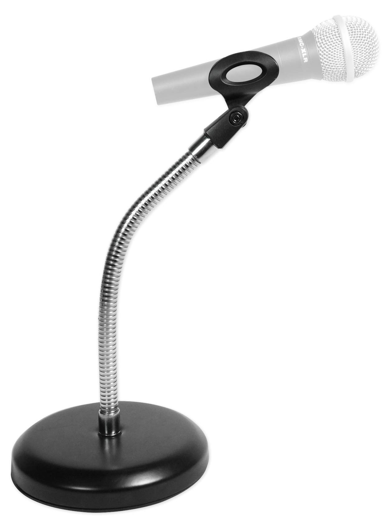Rockville RDMS6 Studio Desktop Mic Stand w 11.8" Gooseneck+Round Weighted Base, Black