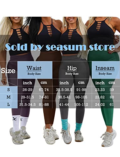 SEASUM High Waist Seamless Workout Legging for Women Side Shadows Booty Leggings Butt Lift Gym Yoga Pants Black M