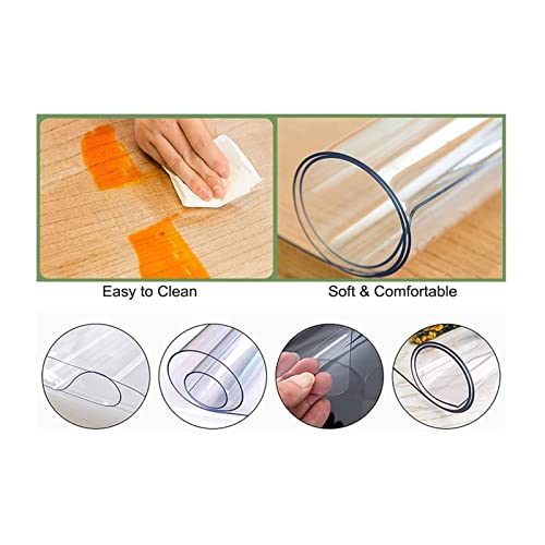 Clear PVC Desk Chair Mat 2mm Area Rug Large Clear Vinyl Runner Rug/Protector for Hardwood Floors - Multipurpose Rectangular Vinyl Roll, Anti-Oxidation,Can be Cut,80/100/120/140cm Wide,100-600cm for O