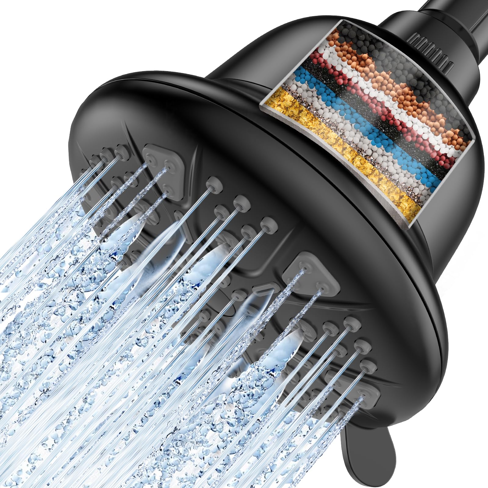DAKINGS Filtered Shower Head, High Pressure 16-Stage Shower Head Filter for Hard Water Luxury 7 Settings Adjustable Water Softener Shower Head Remove Chlorine and Harmful Substances