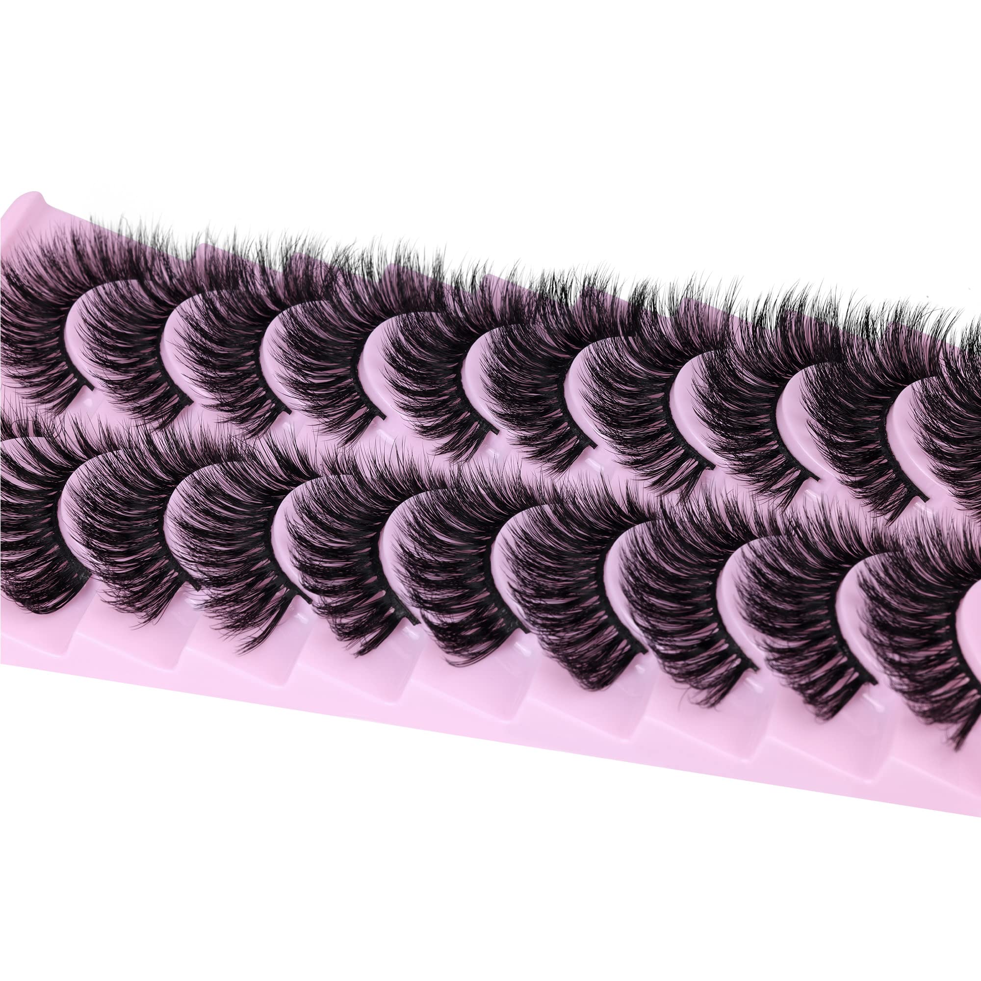 Eyelashes Dramatic Fluffy Cat Eyes Lashes Long Thick Faux Mink Lashes 22MM Fake Eyelashes Wispy Lashes Pack 10 Pairs by Pawotence