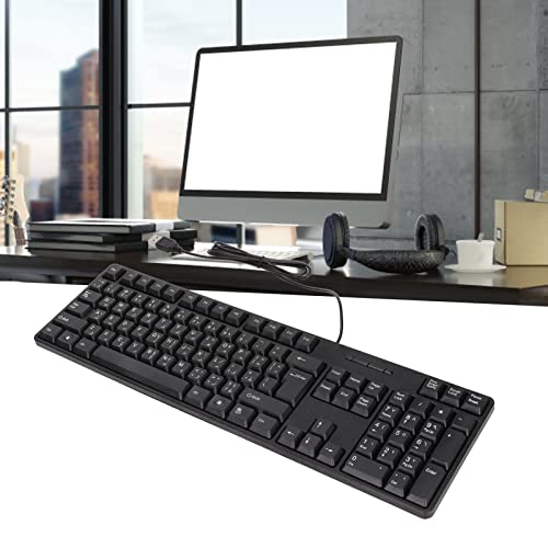 Gaming Keyboard, ABS Material 104 Keys USB Interface Wired Design Black Color Office Keyboard for Laptop