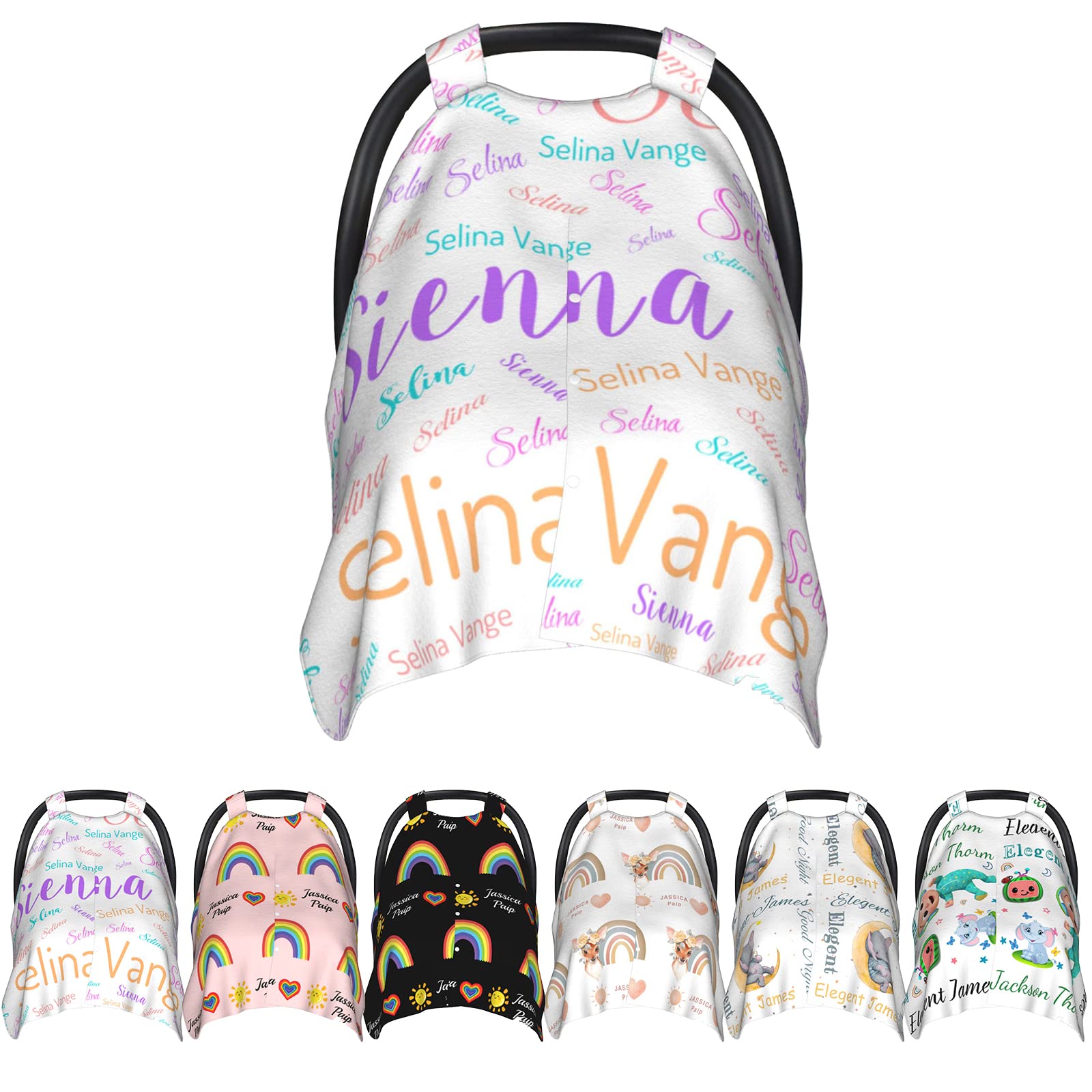 Personalized Baby Name Car Seat Covers for Girls,Nursing Custom Carseat Canopy for Babies Boy Winter Breastfeeding Cover Car Seat Canopies for Newborn Infant Toddler