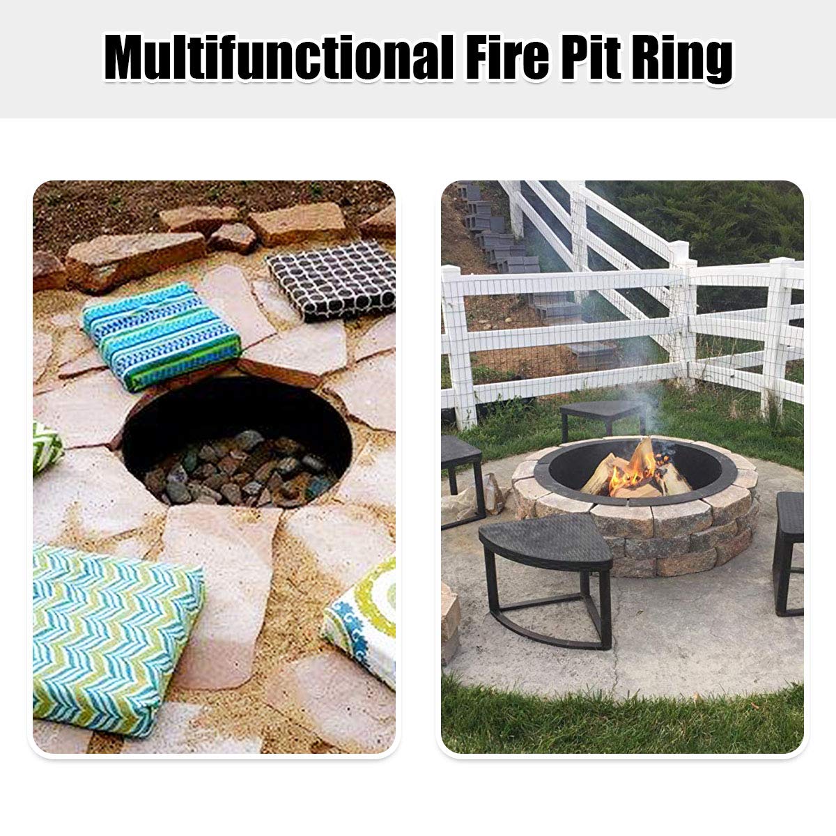 Giantex Fire Ring Heavy Duty Thick Solid Steel Fire Pit Liner 36-Inch Outer/30-Inch Inner Diameter, DIY Fire Pit Rim Above or In-Ground for Outdoor, Patio, Backyard