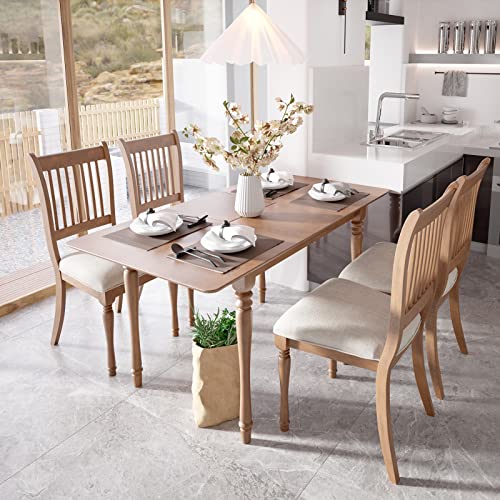 Giantex Farmhouse Dining Table, Extendable Butterfly Leaf Dinette Table w/Mahogany Finish & 4 Rubber Wood Legs, Rectangle Extension Kitchen Dinner Table for Kitchen Dining Room (Rustic Brown)