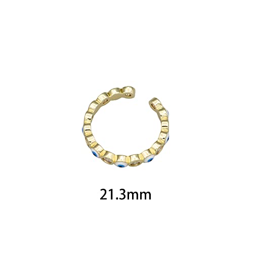 Dainty Gold Evil Eye Ring for Women Girl Amulet Jewelry Open Size Adjustable Stackable (Multi Color)