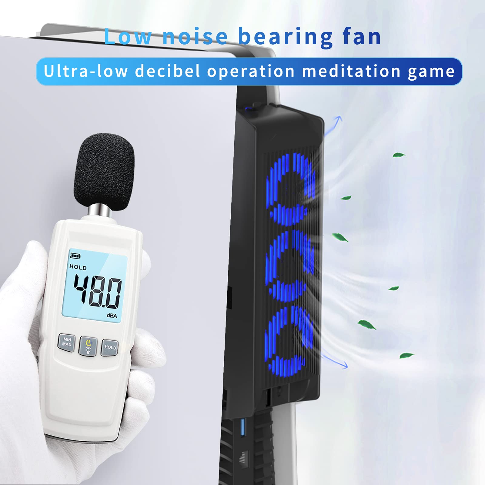Cooling Fan for PS5 Accessories, Temperature Cooler Fan USB External 3 Fan for Sony Playstation 5 Upgraded Quiet Cooler Fan Console playstation 5 host accessories Cooling 3 Cooler Fans with LED Light