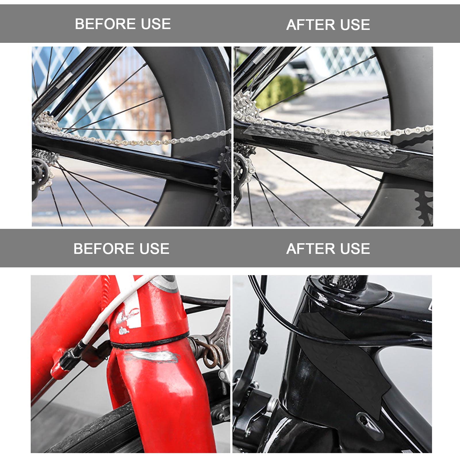 ECSiNG 5PCS Bike Frame Guard Protecter Bicycle Chainstay Protection Sticker Silicone Anti Scratch Frame Pad Waterproof Mountain Bike Frame Decor Black 112x65mm