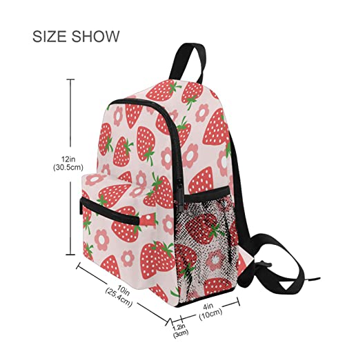 Kids Backpack for Girls Strawberry Cute Pink Toddler Bags Children Preschool Kindergarten Small Chest Strap 3-8 Years Old