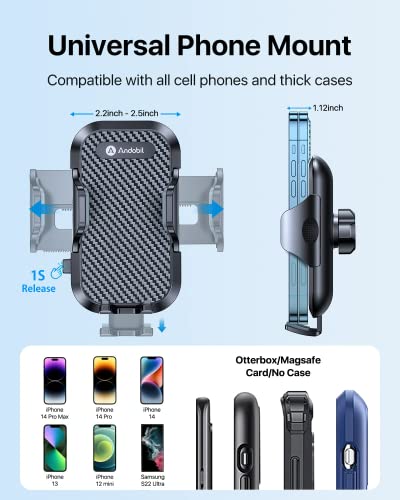 Danmus® Upgraded Car Cup Holder Phone Mount with Extendable Base, [15-in Adjustable Long Gooseneck] [Military-Grade] Car Truck Mount Compatible with iPhone 15 14 13 12 Pro Max Samsung S23 All
