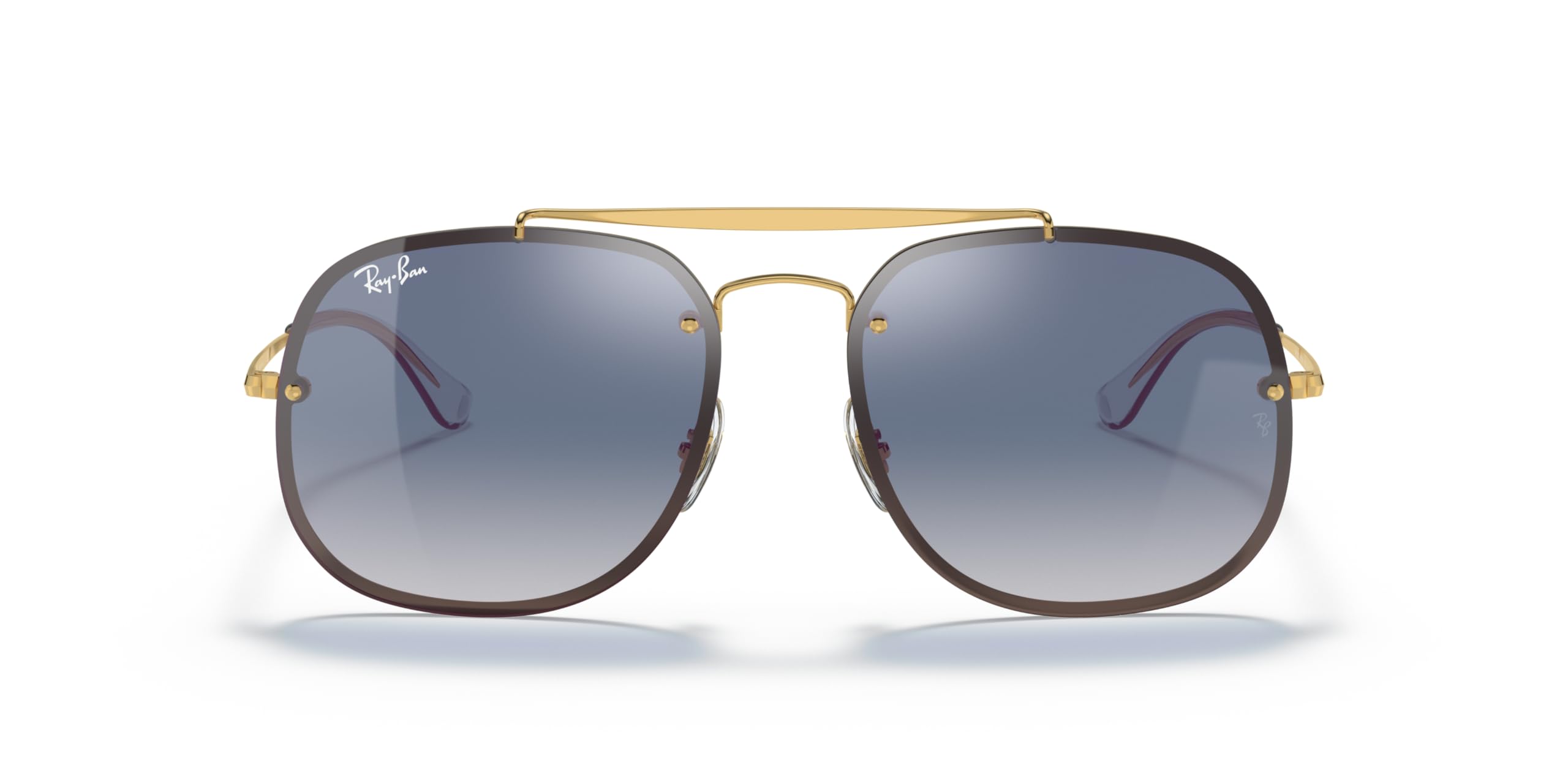 Ray-Ban RB3583N Blaze General Square Sunglasses, Gold/Clear Gradient Blue Mirrored Red, 58 mm