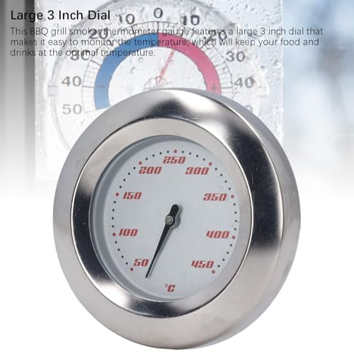 Grill Thermometer, 3 Inch Stainless Steel Kitchen BBQ Smoker Thermometer Gauge, 50 to 450℃ Integrated Design for Commercial and Residential Use