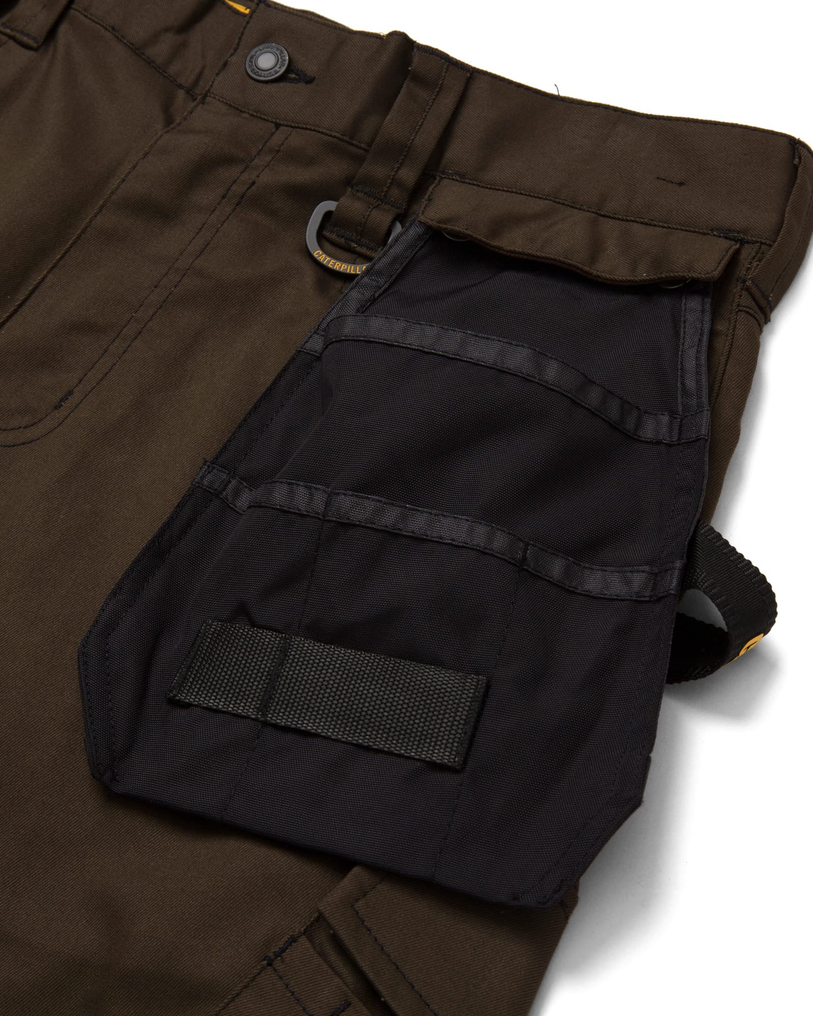 Caterpillar Men's H2O Defender Water Resistant Work Pants with Reinforced Knees, Bellowed Cargo Pocket and Tool Bags, Dark Earth/Black, 34/30