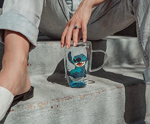 Disney Lilo & Stitch Ohana Means Family Confetti Glass Mug | Holds 15 Ounces