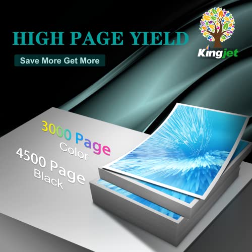 Kingjet Compatible for HP 972A Ink Cartridges Replacement for HP 972A 972 972X Work with PageWide 377dw PageWide Pro 477DW 477DN 577DW 577z 552DW 452DN 452DW 352DW P55250DW P57750DW, 4 Pack