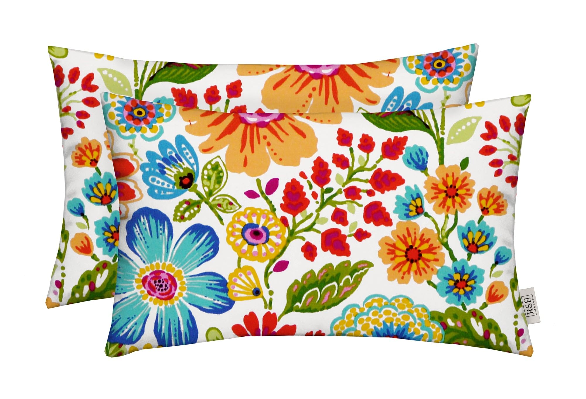 RSH DECOR: Lumbar Throw Pillows Set of 2 | 20” x 12" | All-Weather Spun Fabric | Water and Fade-Resistant | Outdoor Support Pillows for Patio Furniture | Gregoire Fresco