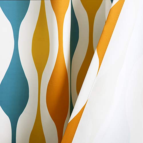 Lush Decor Mid Century Geo Room Darkening Window Curtain Panel Pair, 52" W x 84" L, Turquoise & Orange