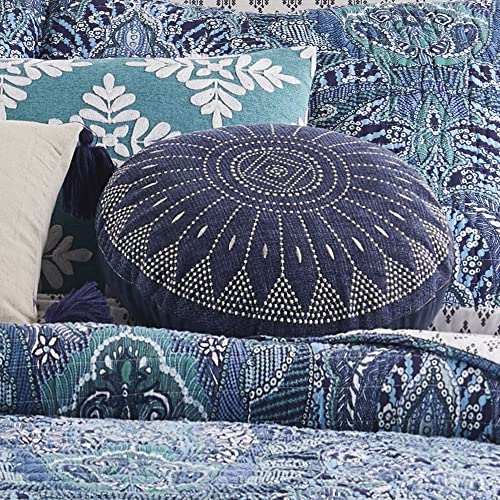 Levtex Home - Bellamy Teal - Decorative Pillow (16in. Round) - Medallion - Navy and White