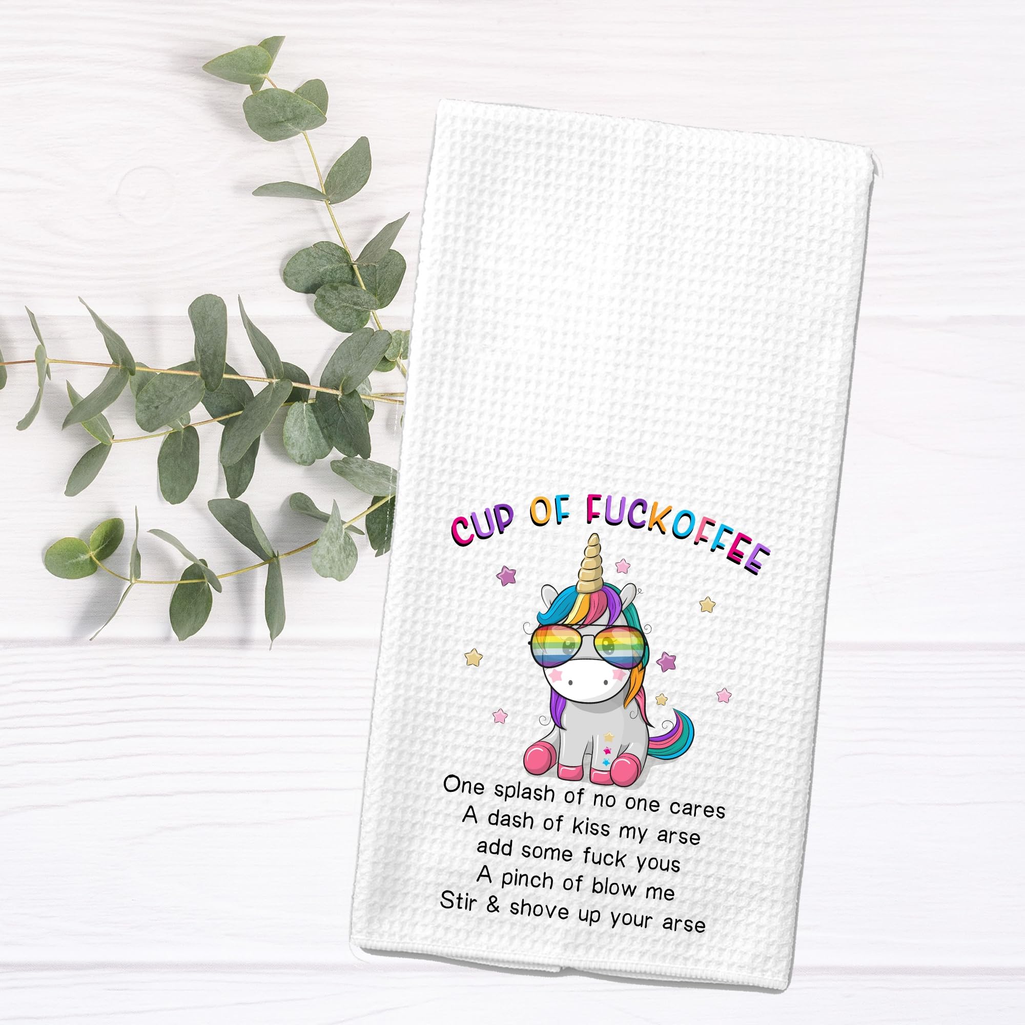 Cup of Fuckoffee Funny Unicorn Microfiber Kitchen Tea Bar Towel Gift for Women